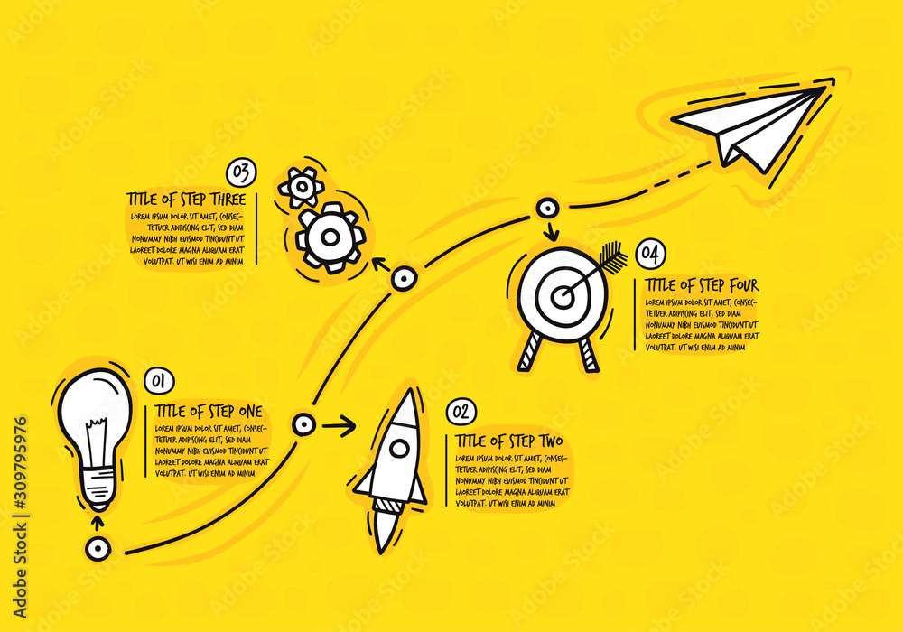 Hand drawn infographic steps. Vector illustration. Stock Vector | Adobe ...
