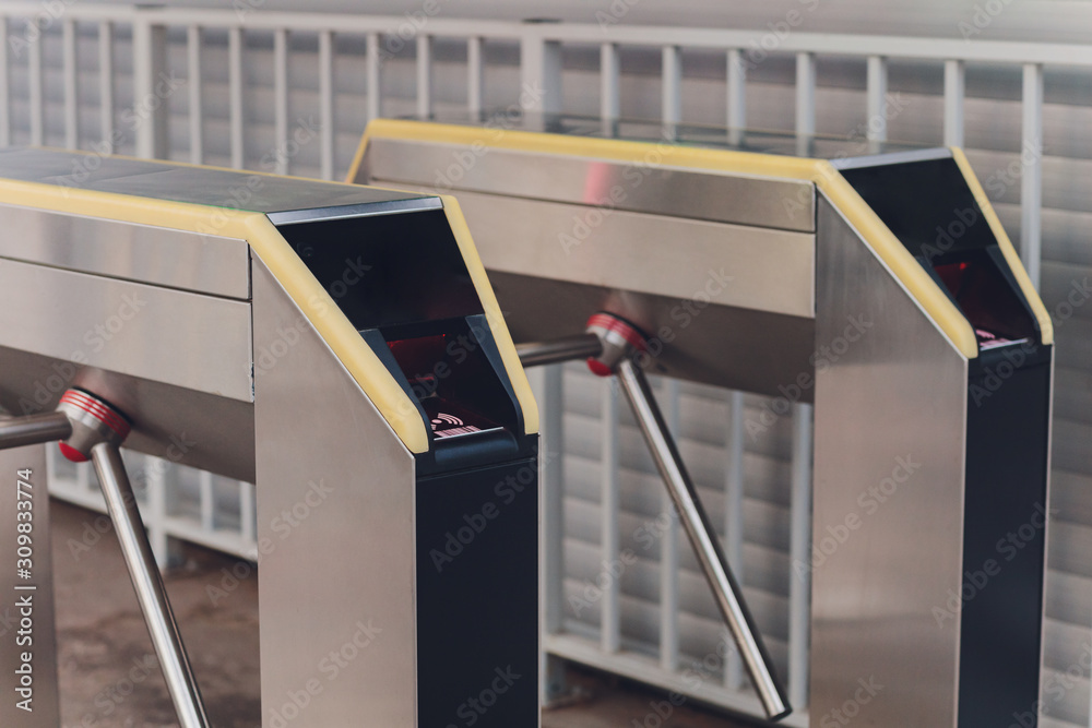 Foto Turnstiles. Checkpoint. Automatic access control. Access system in ...