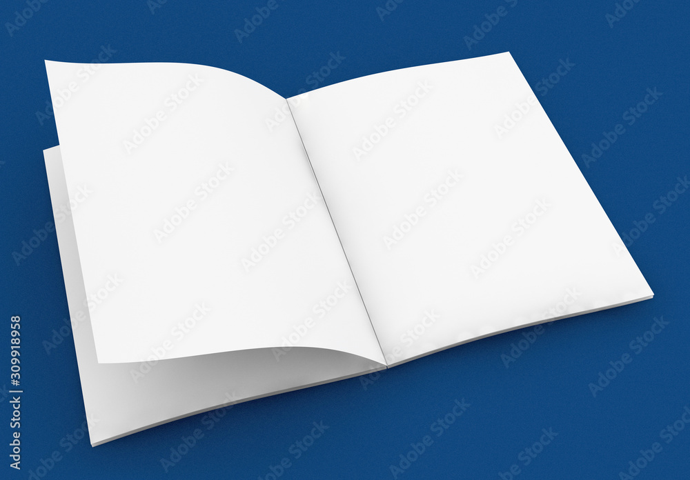 magazine mockup on blue background Stock Illustration | Adobe Stock