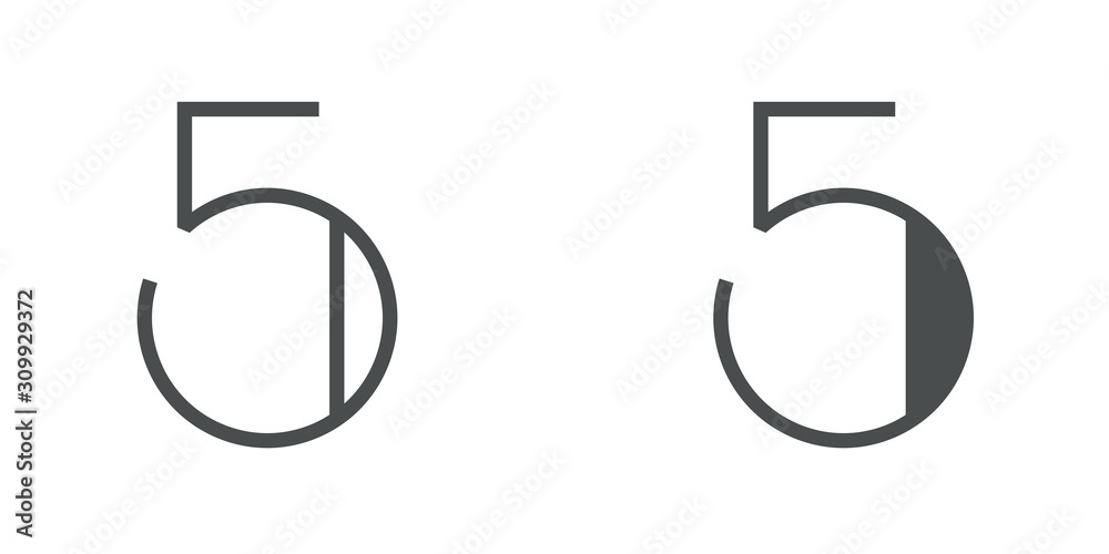 Número 5 del alfabeto en tipografía tipo art deco estilo Broadway ...
