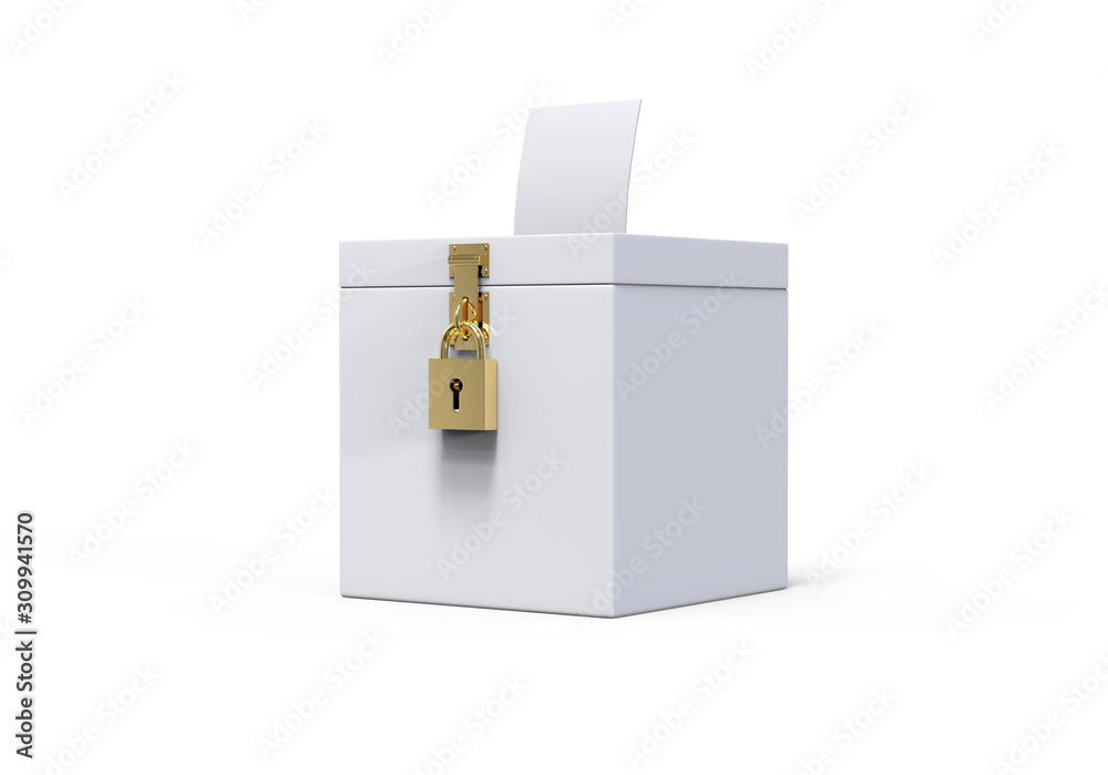 Election box with voting paper in hole, ballot campaign mockup template ...