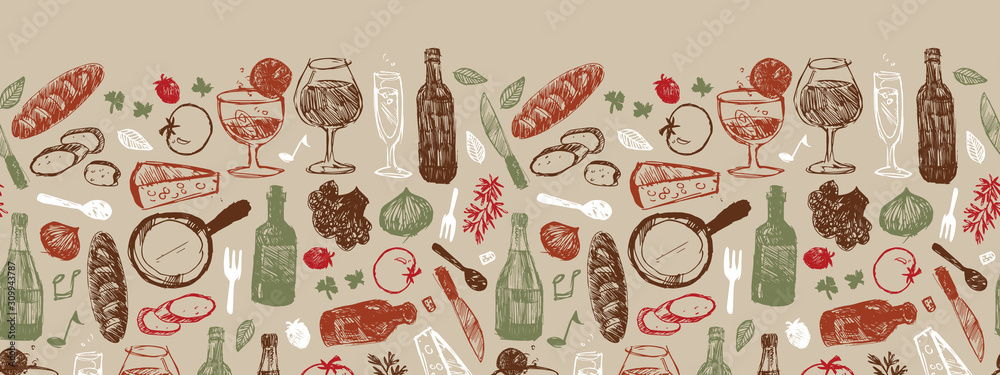 Vector light brown bar italia sketch illustration horizontal border ...