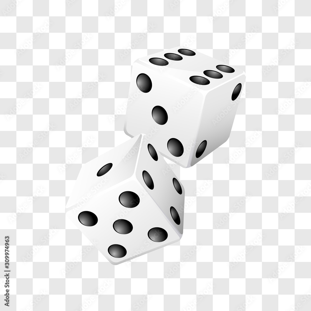 Pair of white casino dice transparent background vector illustration ...