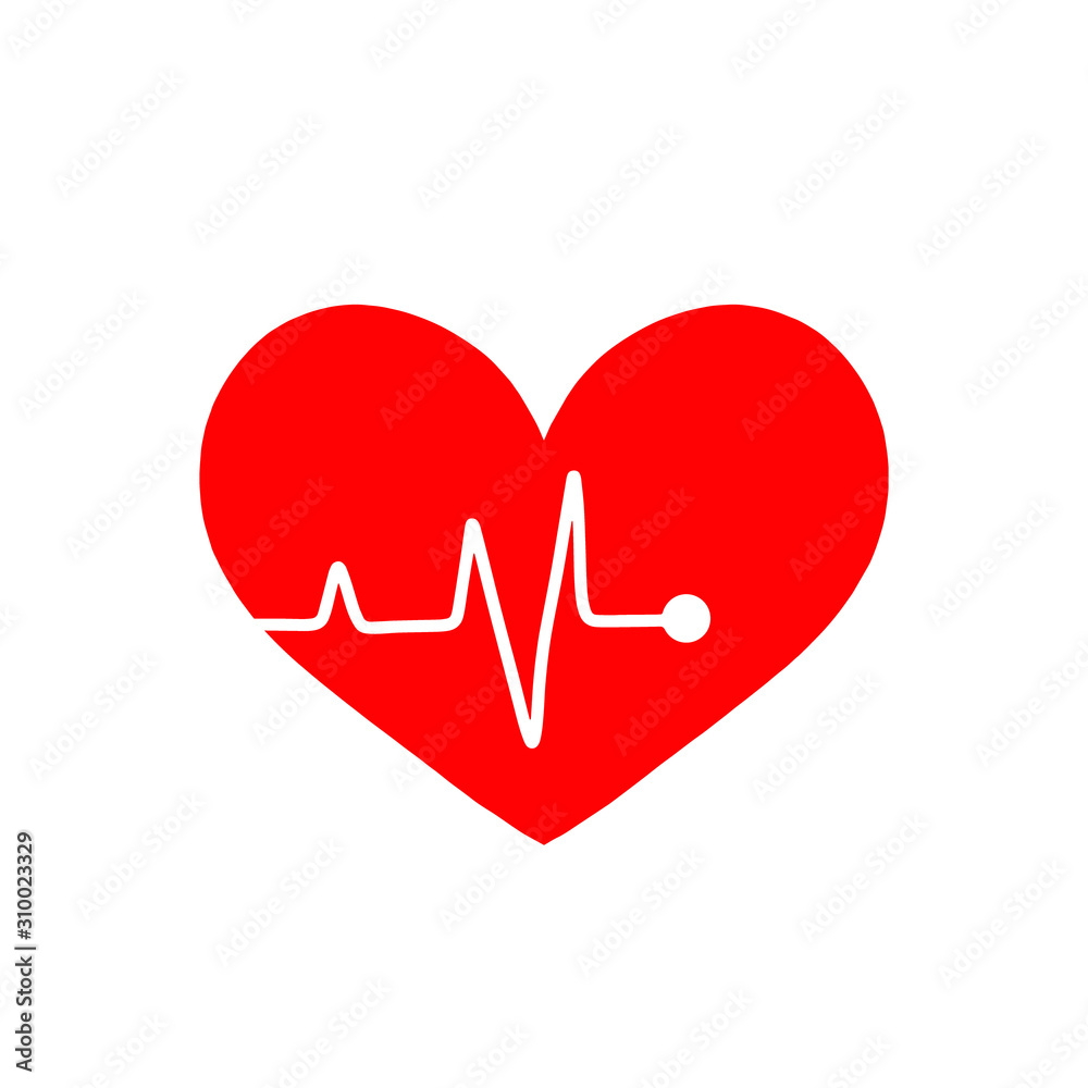 Red heartbeat monitor pulse line logo. ECG icon, medic blood pressure ...