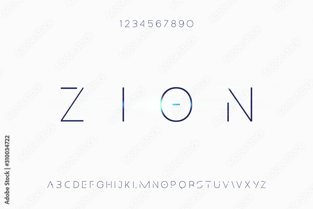 Vetor Zion. Abstract technology futuristic alphabet font. digital space ...
