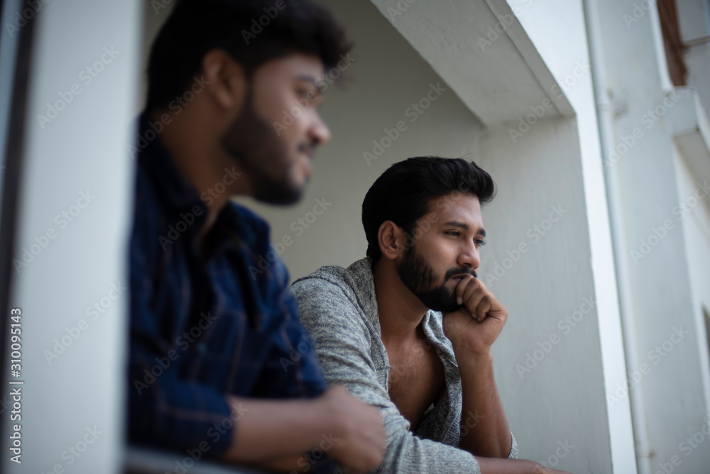 Two Young Tall Dark And Handsome Indian Bengali Men In Western Jackets