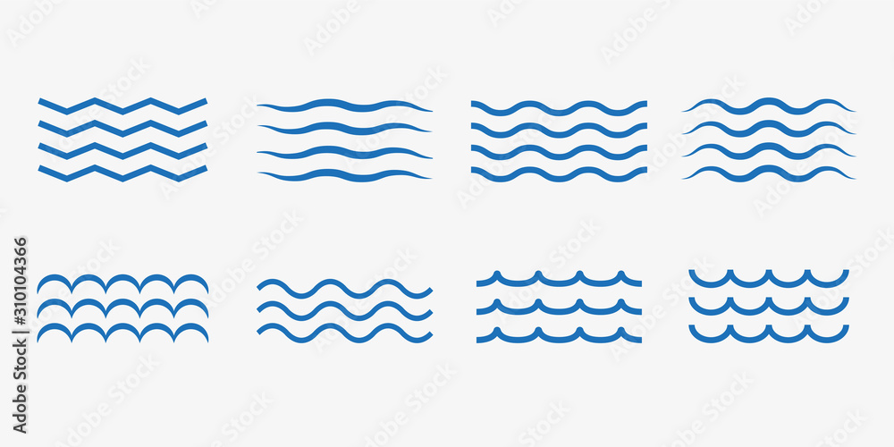 Wave icon set. Vector illustration, flat design. Stock Vector | Adobe Stock