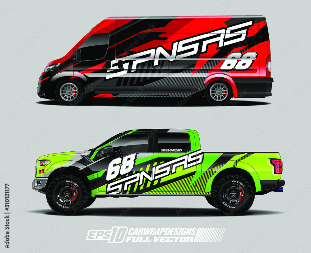 Van and truck wrap design vector. Abstract stripe racing background kit ...