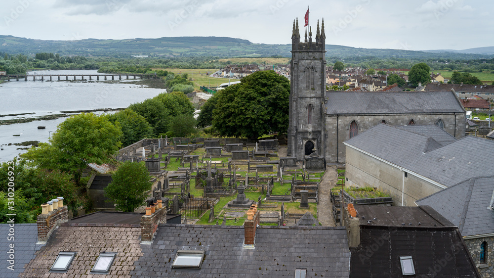 Elevated view of St. Munchin's Church seen from King John's Castle ...