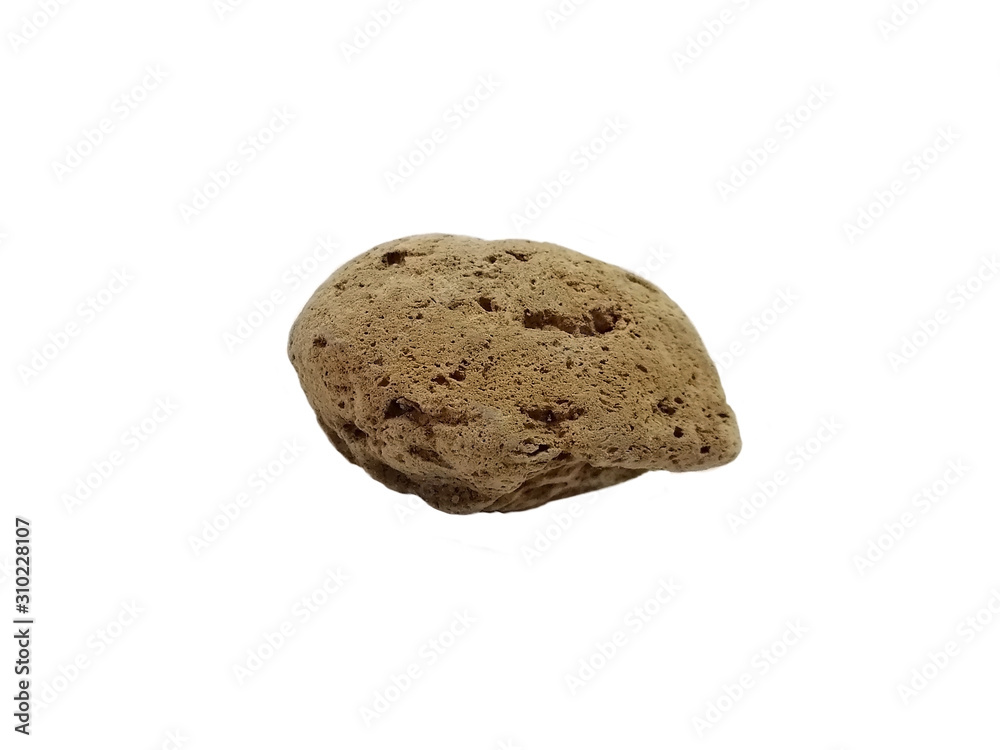 pumice rock isolated on white background. Pumice is an extrusive ...