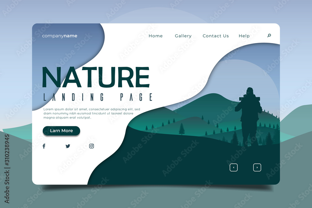 Landscape Nature Background, Landing Page Illustration Full Screen ...