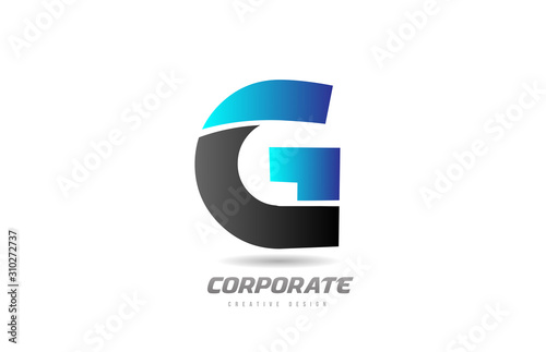 blue black alphabet letter G logo icon design for business - Buy this ...