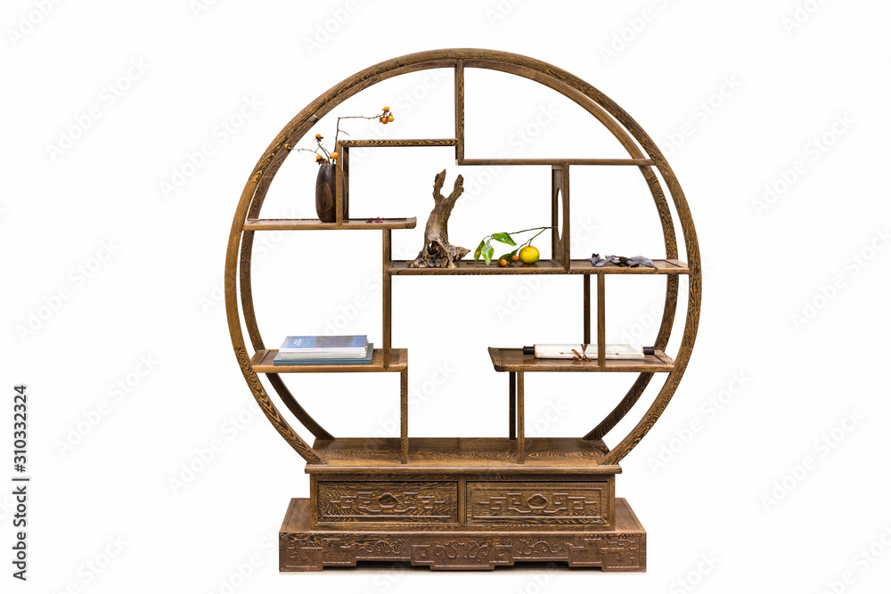 chinese style wooden antique shelf isolated Stock Photo | Adobe Stock