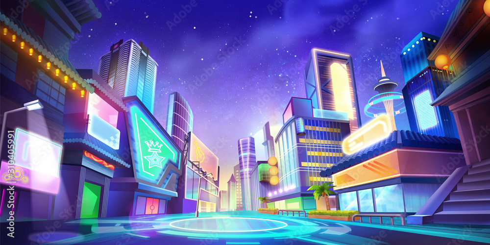 Digital Backgrounds Night City Streets Night City Wallpaper Bilder: