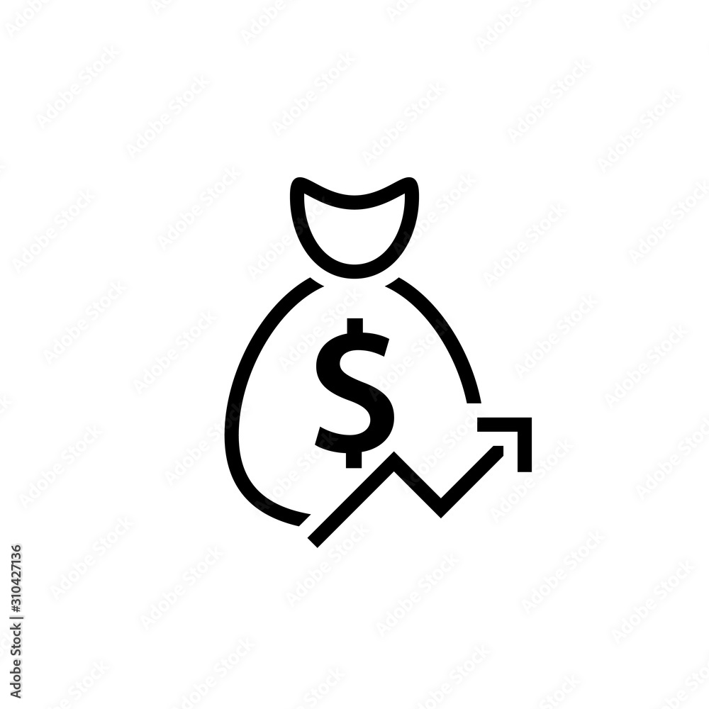 Cost rising outline icon. Clipart image isolated on white background ...