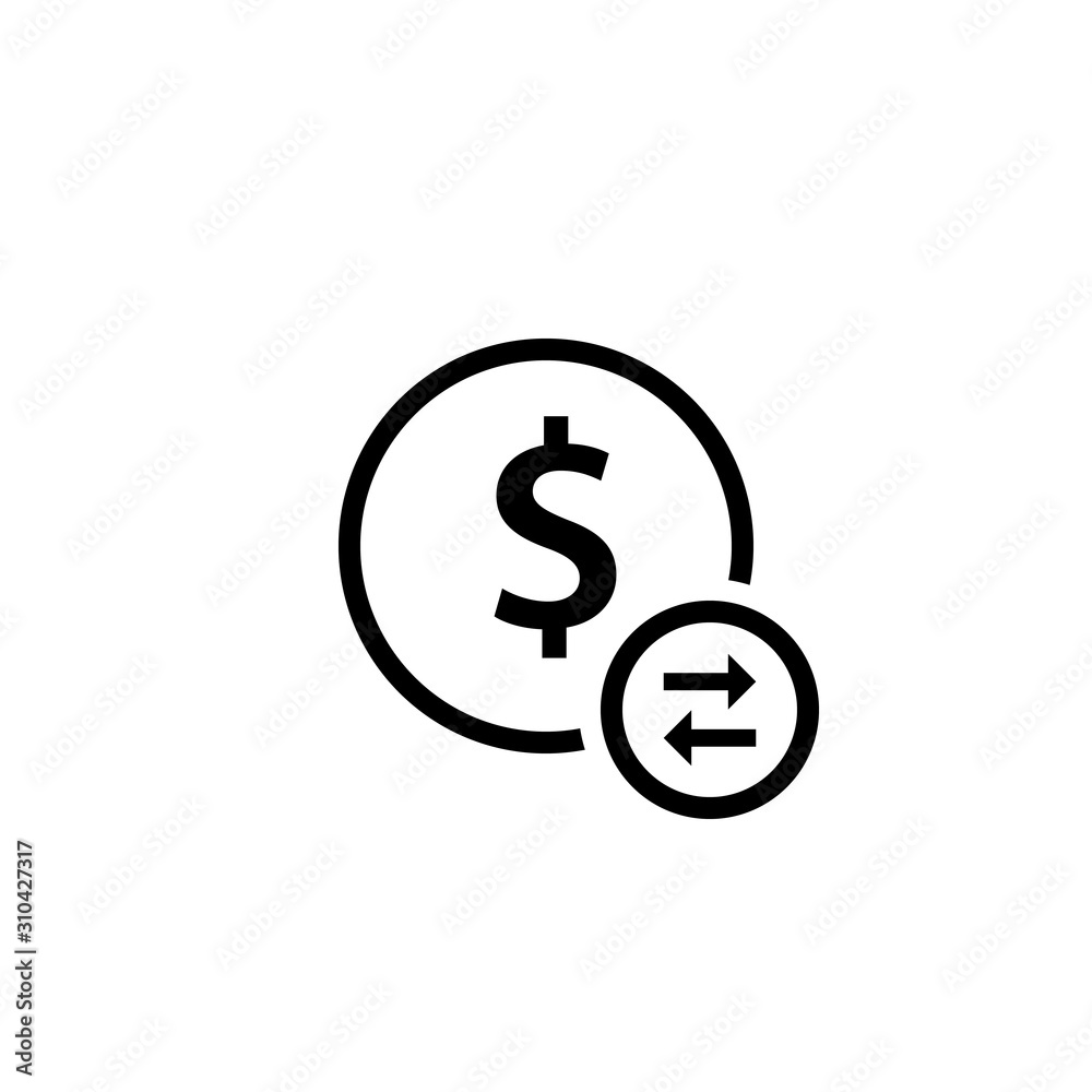 Cost transaction outline icon. Clipart image isolated on white ...