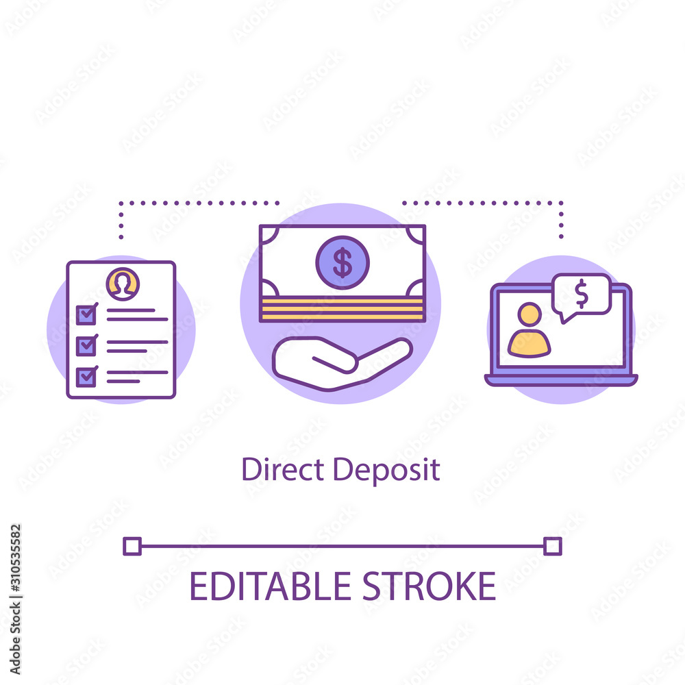 Direct deposit concept icon. Electronic payment idea thin line ...