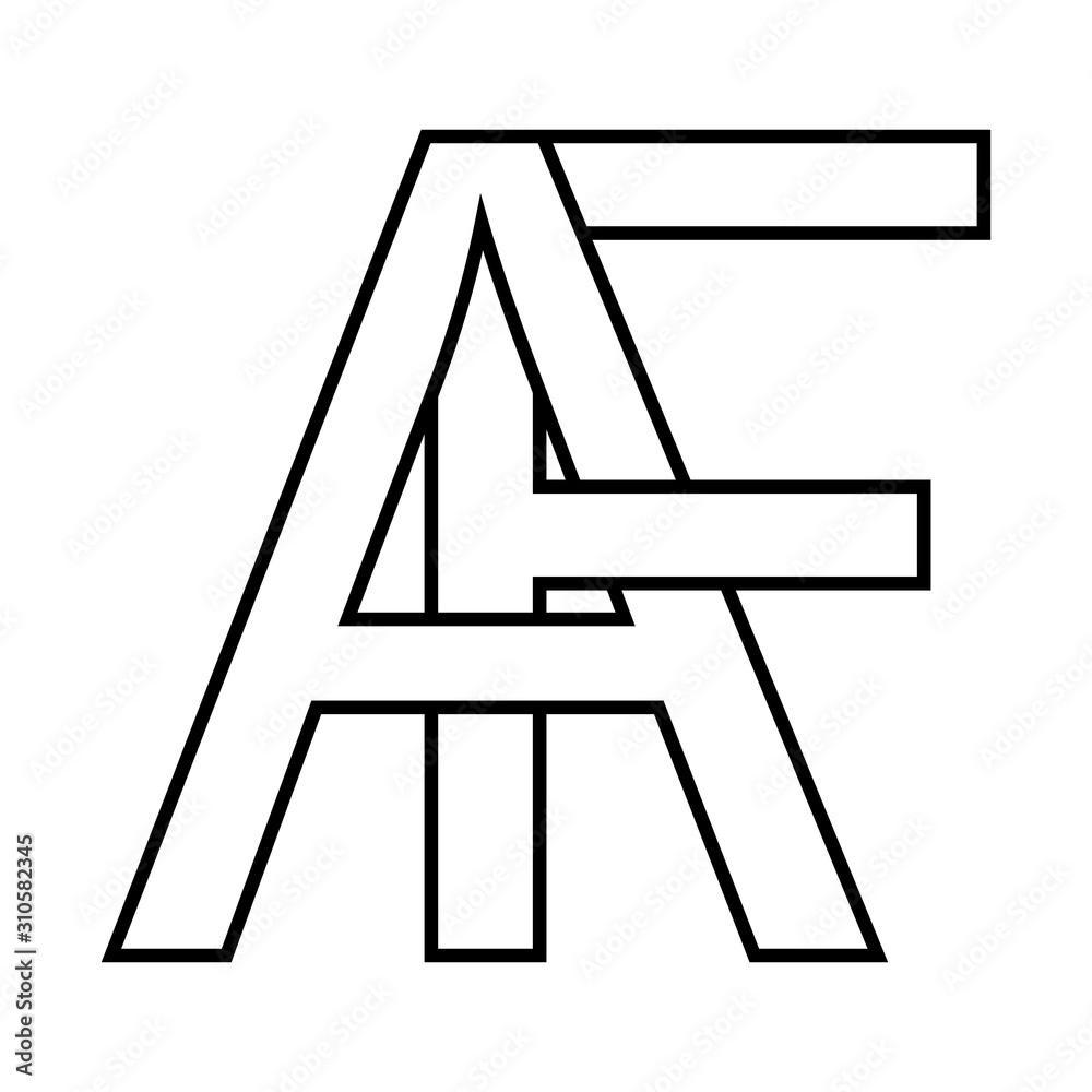 Vettoriale stock di Logo af icon sign interlaced letters A, F vector ...