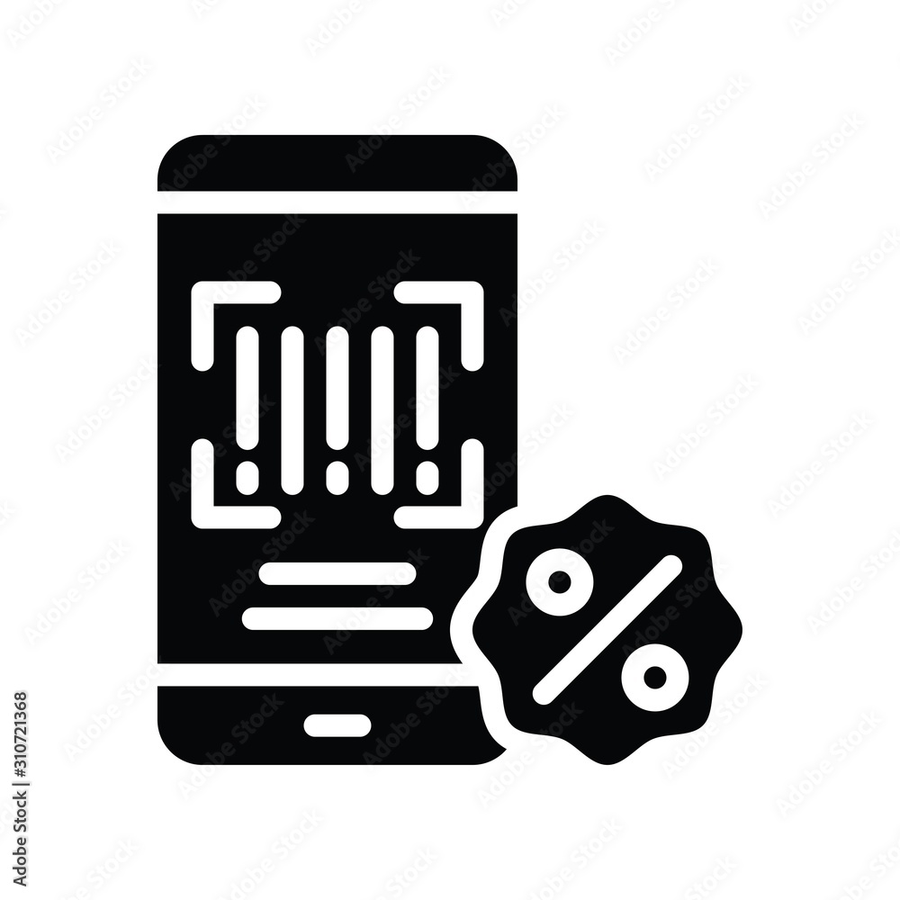 mobile shop and qr code and percentage tag or discount card vector in ...