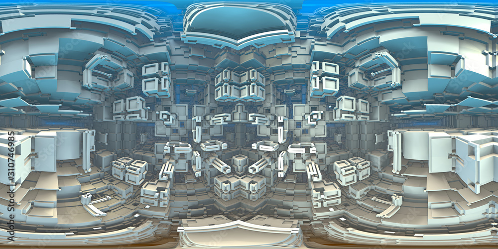 360 degree labyrinth, abstract maze background, equirectangular ...