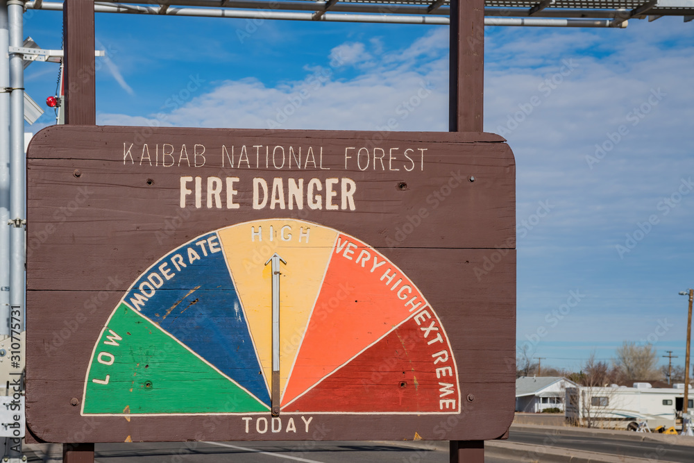 Sign of the Kaibab National Forest Fire danger indicator Stock Photo ...