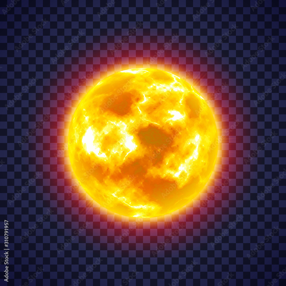 Sun with corona atmosphere on transparent background. Hot star of solar ...
