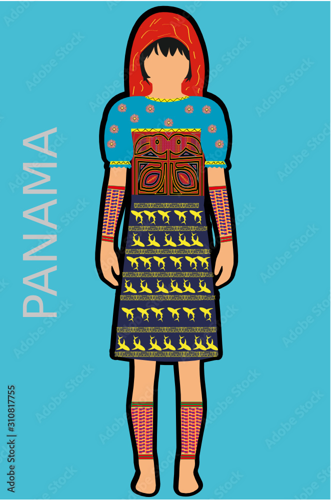 vestimenta completa de mujer indígena guna kuna de panama Stock Vector ...