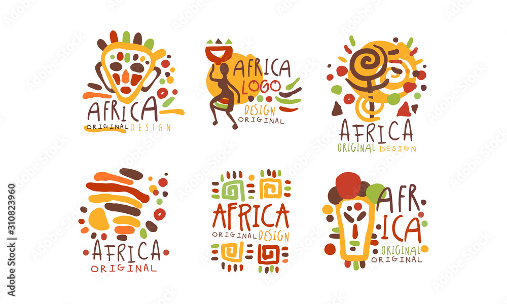 Africa Logo and Label Original Design Vector Set Stock Vector | Adobe Stock