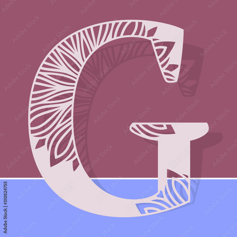 Laser cutting letter G. Woodcut vector design. Plywood lasercut gift ...