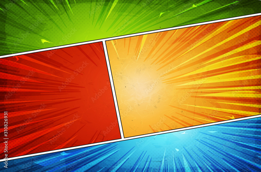 Comic Book Action Layout Background With Power Fx/ Illustration of a ...