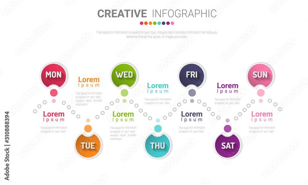 Time line, Timeline business for 7 day, week, Timeline infographics ...
