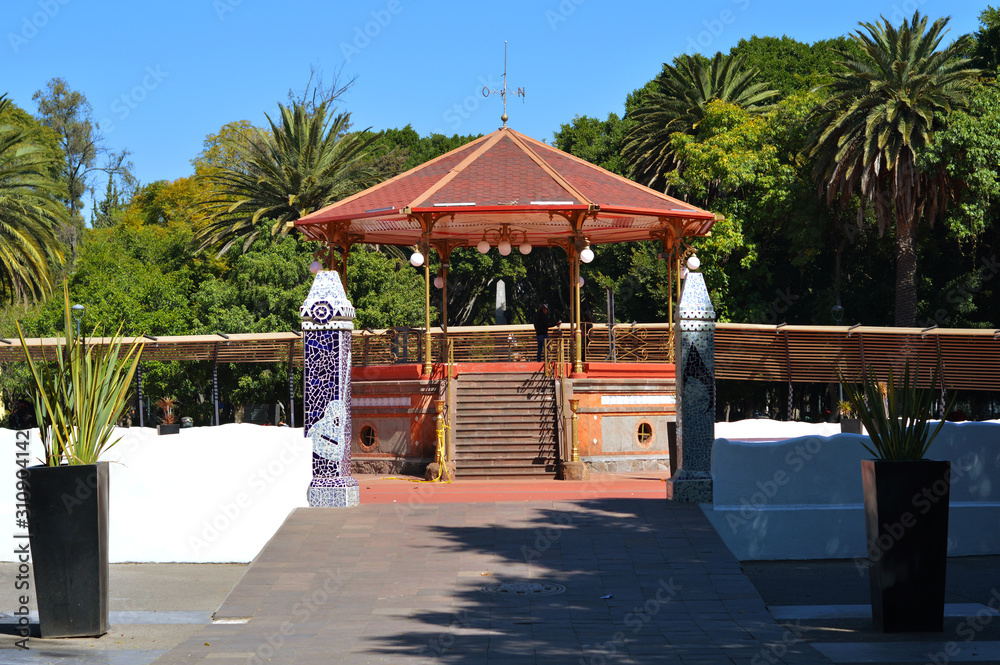 monumento, kiosko, colonial, renaimiento, fuente, mexico, puebla ...
