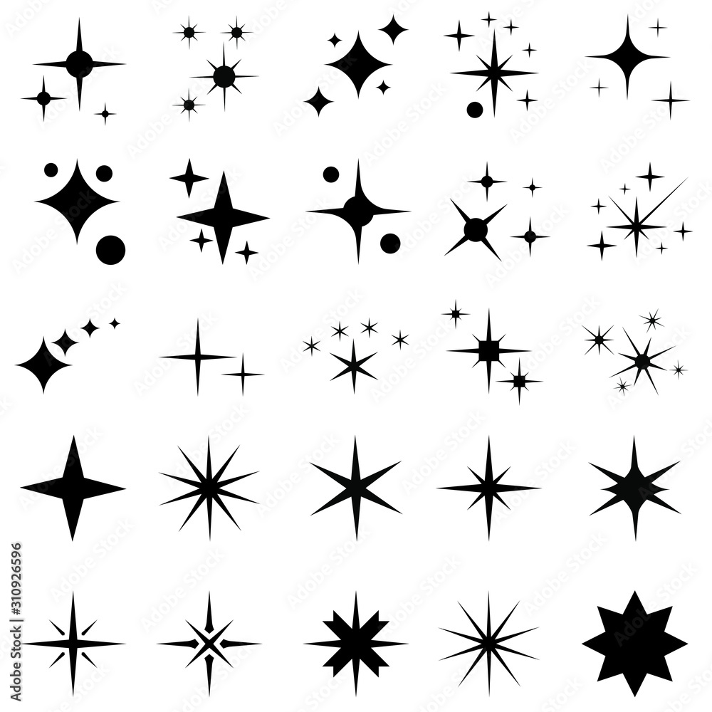 Star icons. Twinkling stars. Sparkles, shining burst. Christmas vector symbols isolated Stock ...