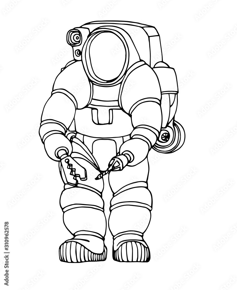 modern heavy deep water diver suit with spotlight, manipulator and ...