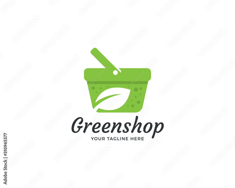 Green shop logo design Stock Vector | Adobe Stock
