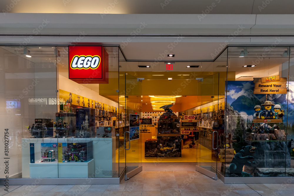 Toronto, Canada - February 7, 2018: Lego store front in the Fairview ...