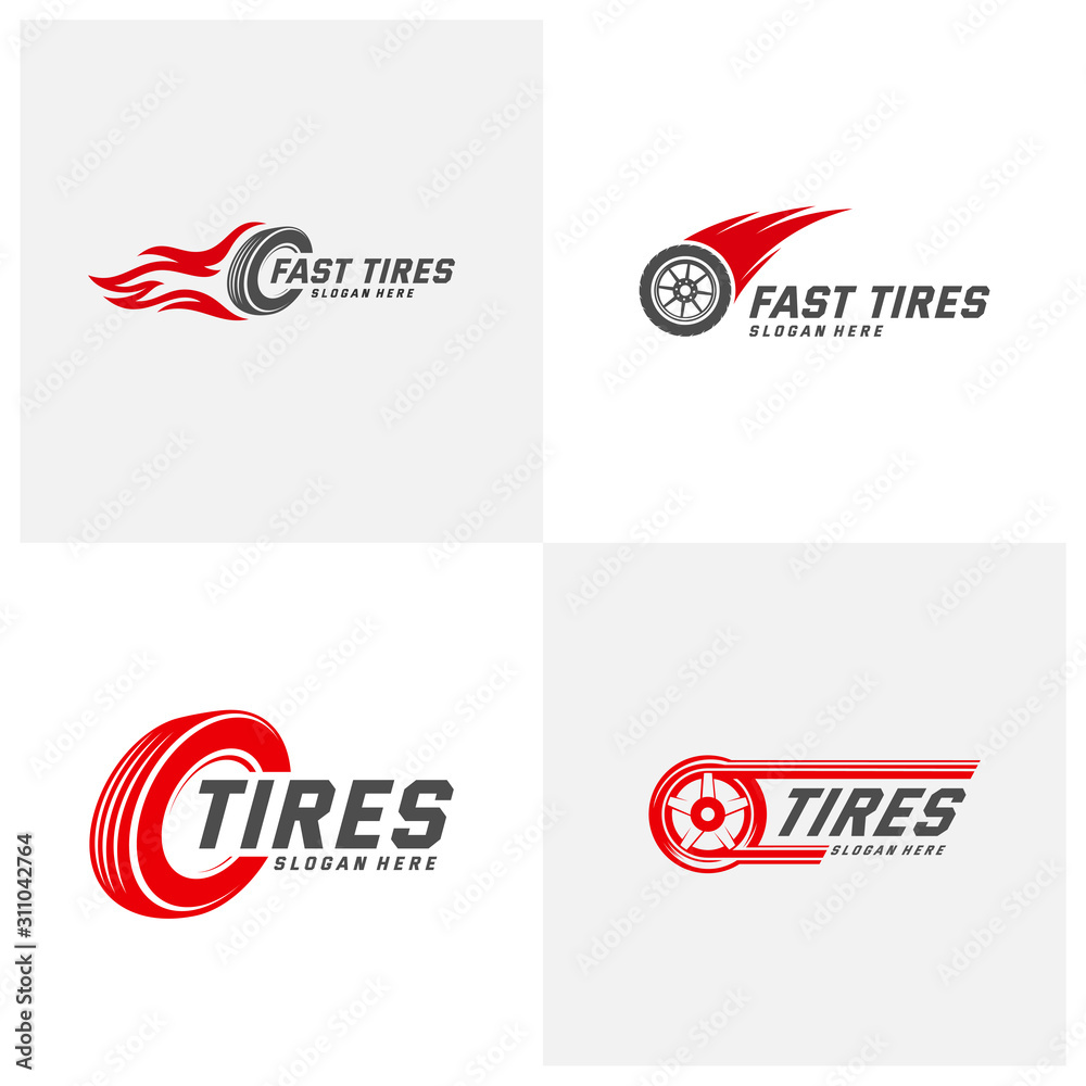 Set of Fast Tire logo vector icon illustration design template Stock ...