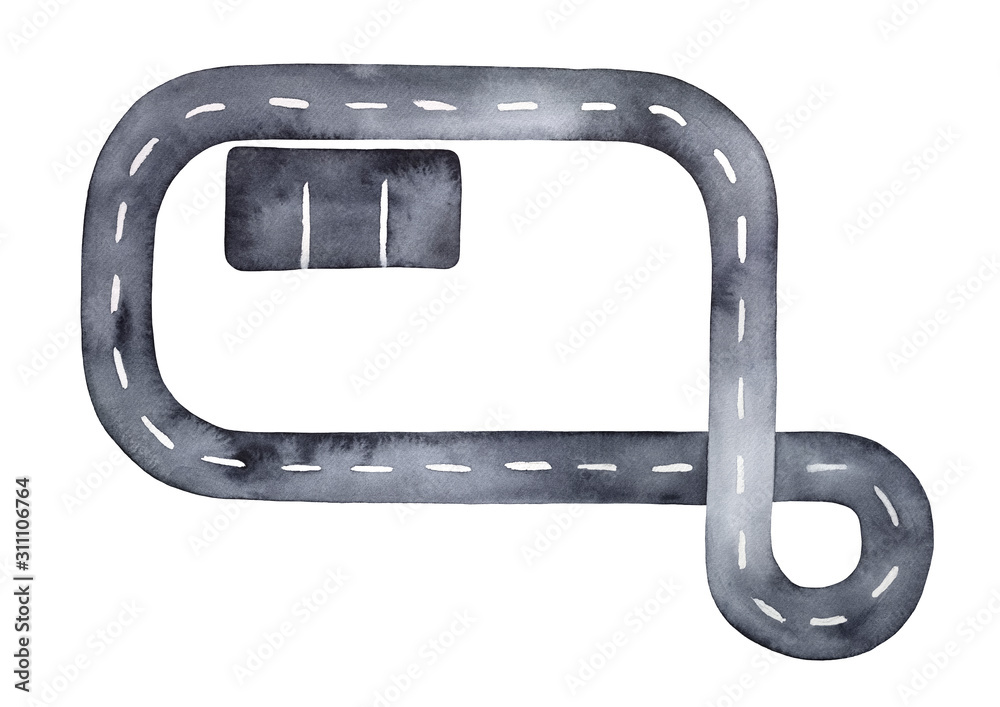 Black and white race track illustration. Symbol of speed, autosport ...