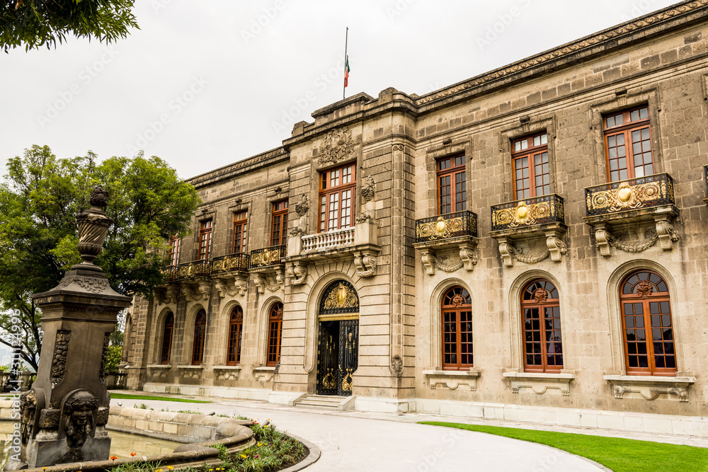 Historic builing at the Chapultepec Castle. Located on top of ...