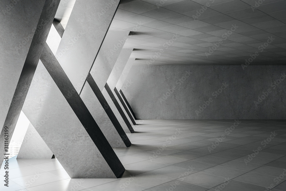 Minimalistic concrete interior with columns Stock Photo | Adobe Stock