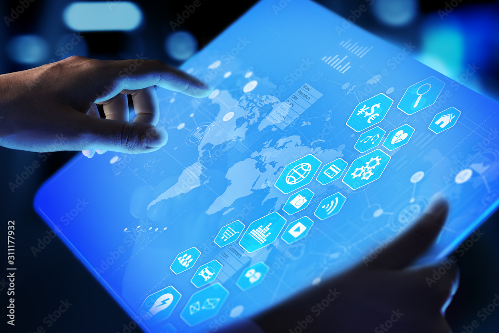 Business intelligence, Data analysis dashboard with icons charts and ...