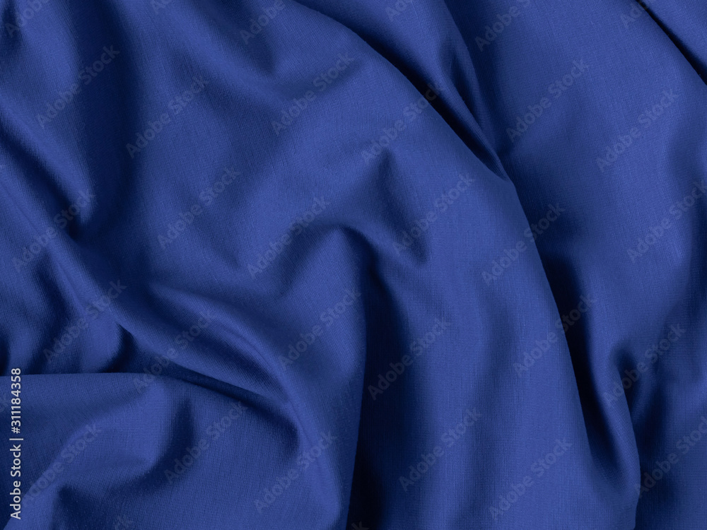 blue fabric texture, background. folds close up. classic blue pantone ...