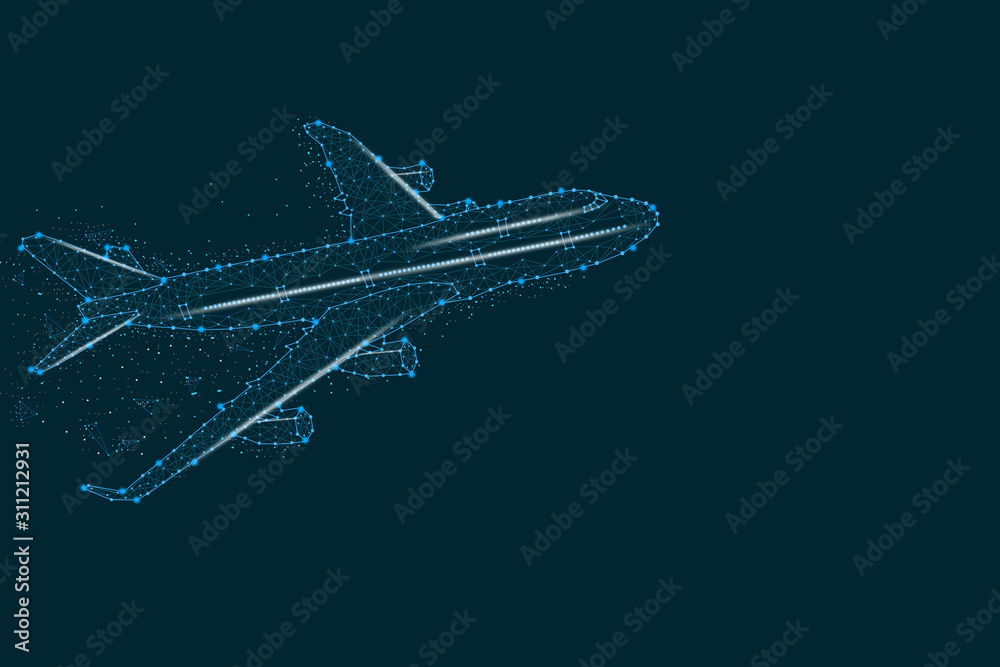 Passengers commercial airplane Abstract plane shark form lines and ...