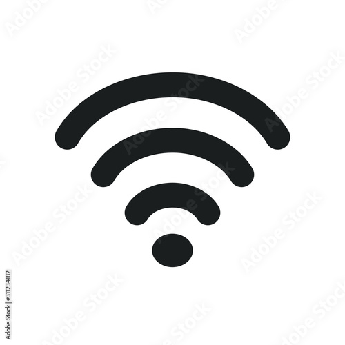 Wifi icon, a symbol of the wireless internet. Black WLAN antenna connection sign for smartphone ...