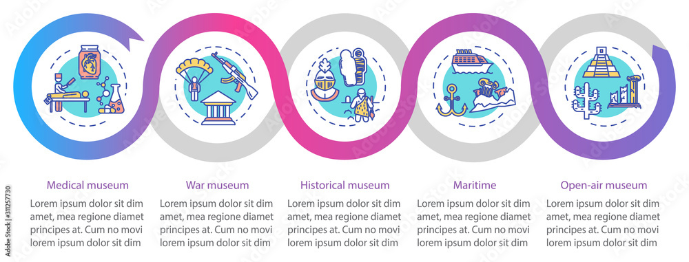 Exhibition and museum vector infographic template. Open-air exposition ...