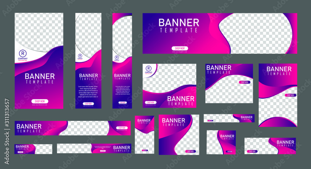 Set Of Creative Web Banners Of Standard Size With A Place For Photos set-of-creative-web-banners-of-standard-size-with-a-place-for-photos