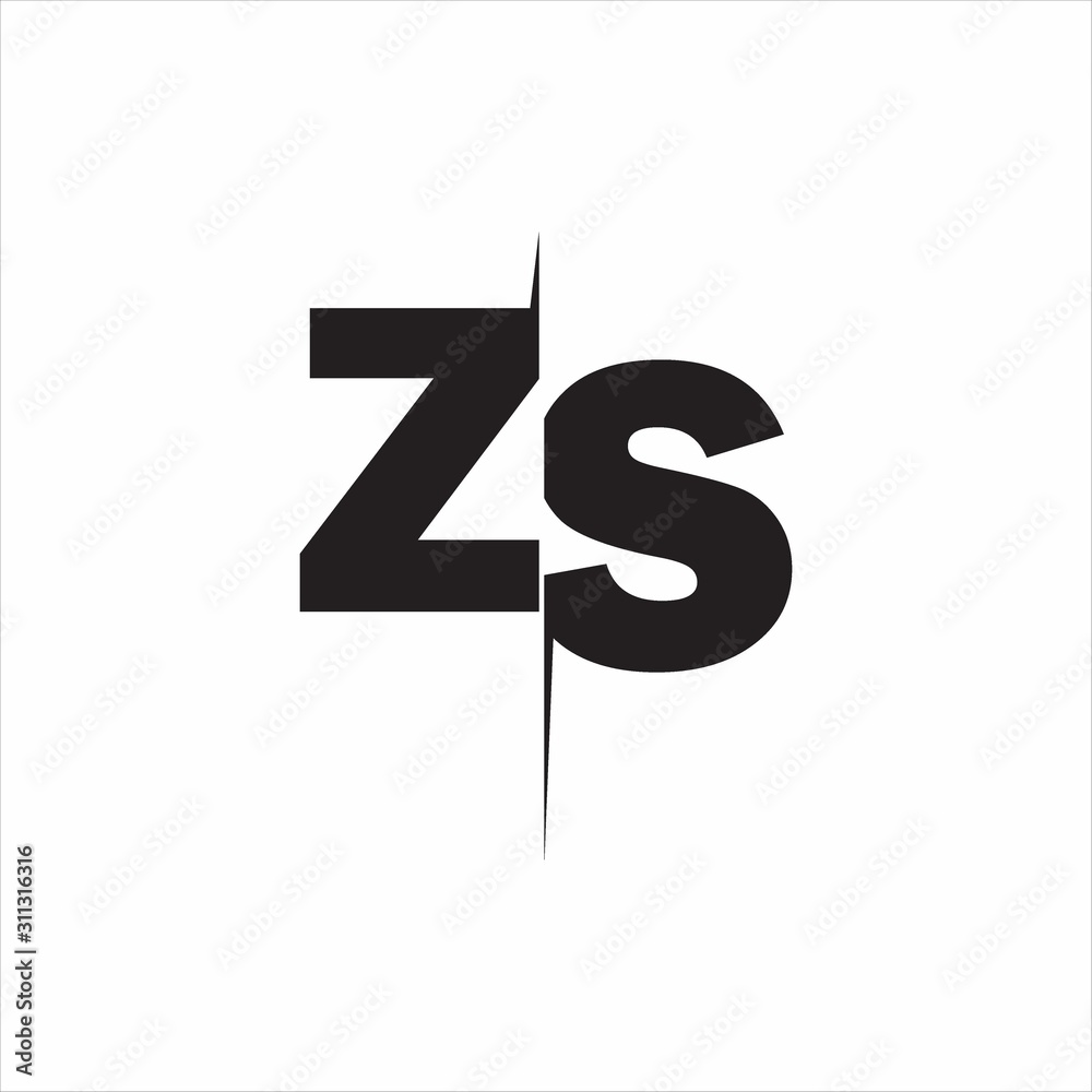 ZS Logo Letters white background Stock Vector | Adobe Stock