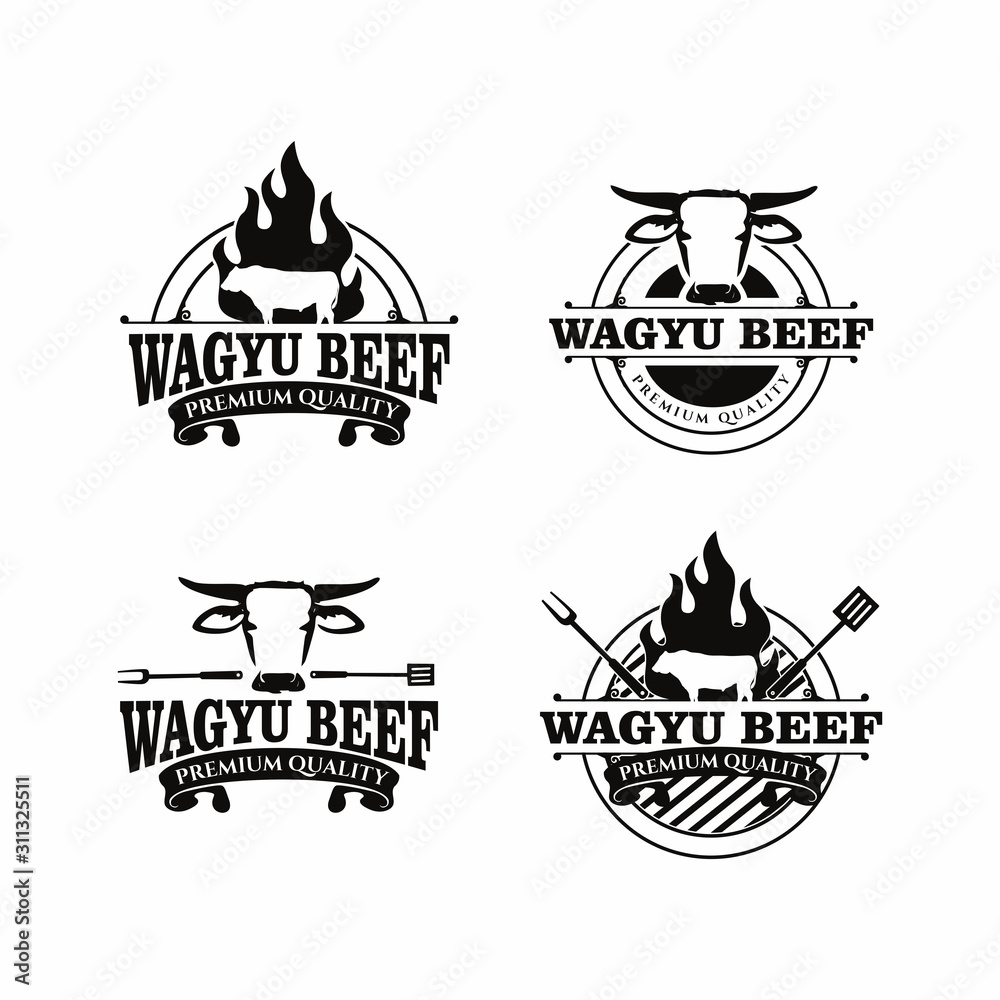 Wagyu Beef Japanese Logo Design Vector Stock Vector | Adobe Stock