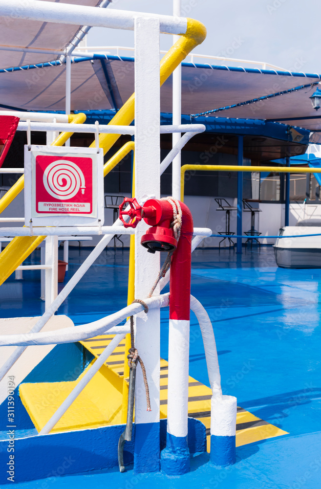 Стоковое фото «Safety equipment on a ferry sailing to the island of ...