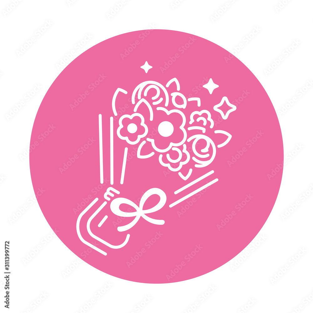 Bouquet of flowers line color icon. Wedding bridal bouquet. Flowers ...